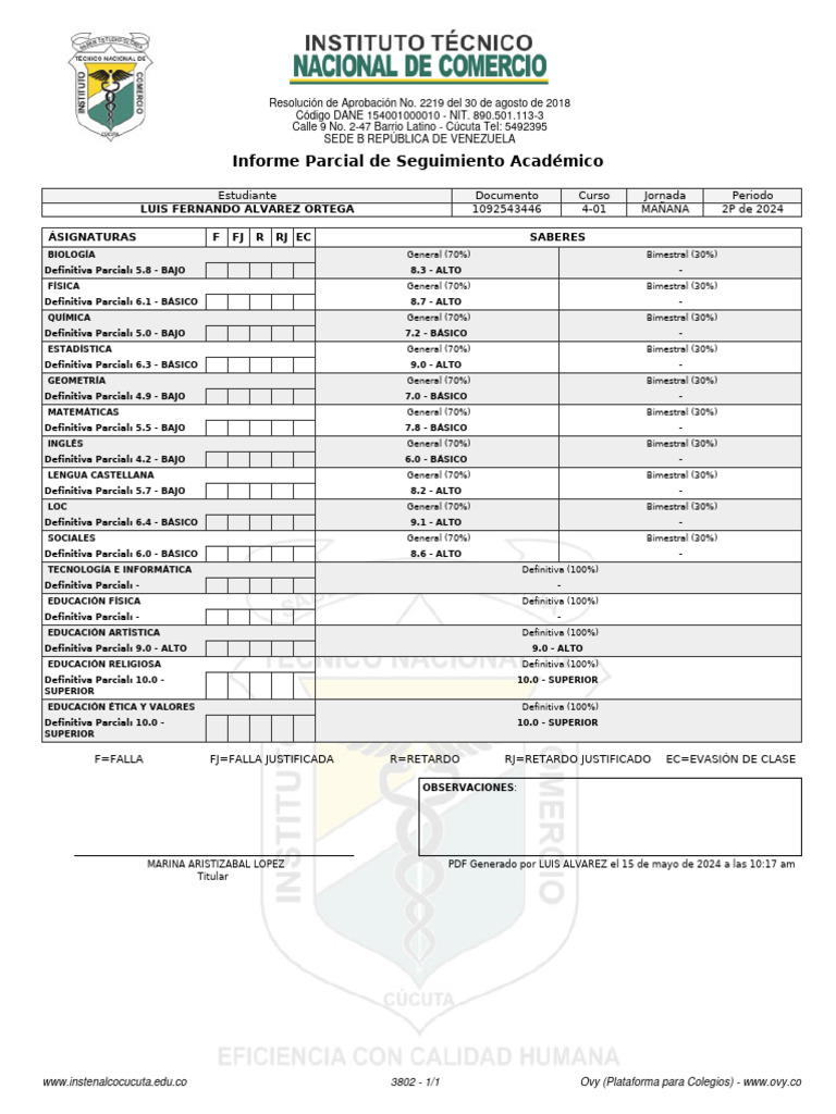 Informe Parcial de Seguimiento | PDF