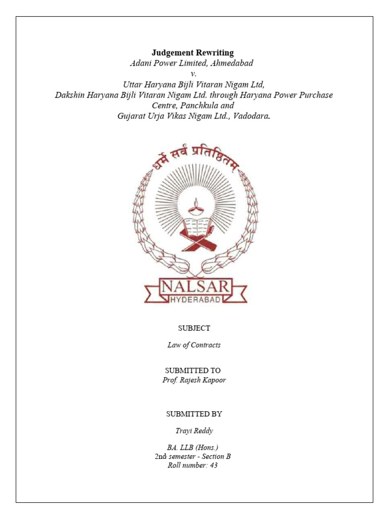 Contracts Project 3 Trayi Reddy 043 | PDF | Prices | Justice