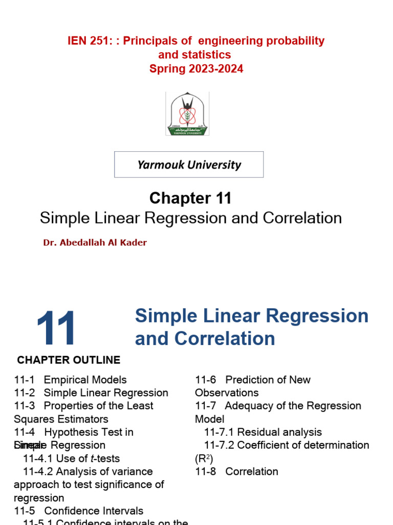 IE354_Slides_10_Chp11(2) | Download Free PDF | Regression Analysis | Errors And Residuals