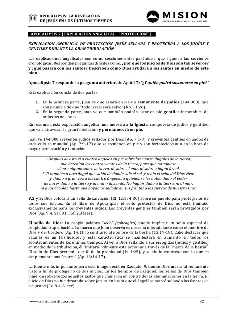 Protección divina en Apocalipsis 7 | PDF | Libro de revelación | Gran ...