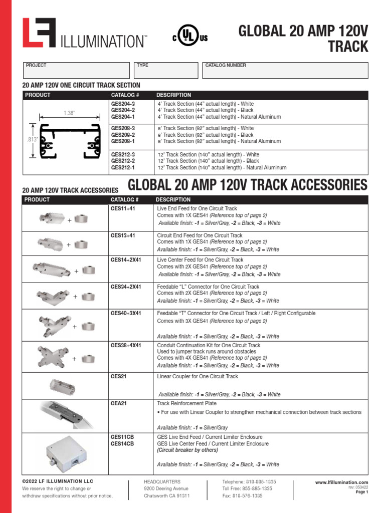 20amp 1 or 2 Circuit Track and Accessories | PDF | Electrical ...