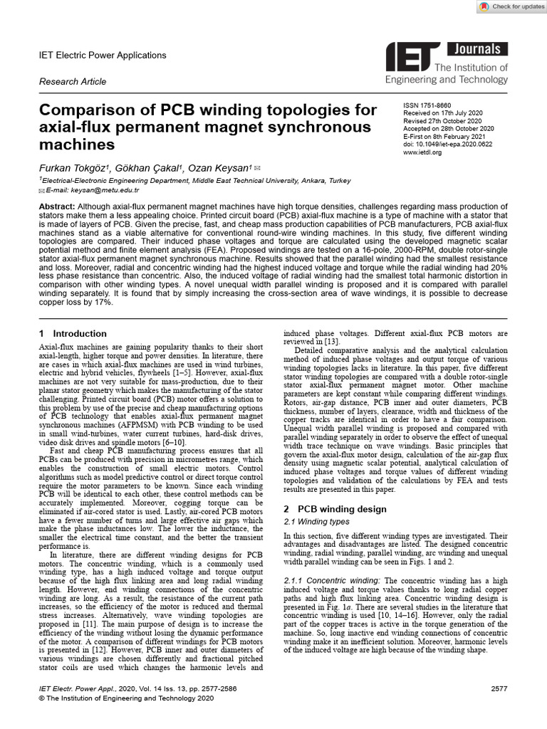 PCB Winding Topologies for Axial-Flux Machines | PDF | Electric Motor ...