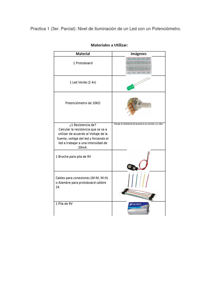 Control de Led con Potenciómetro en Protoboard | PDF