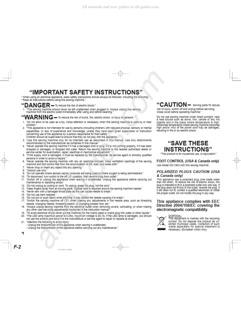 Juki HZL-27Z Sewing Machine Instruction Manual | PDF