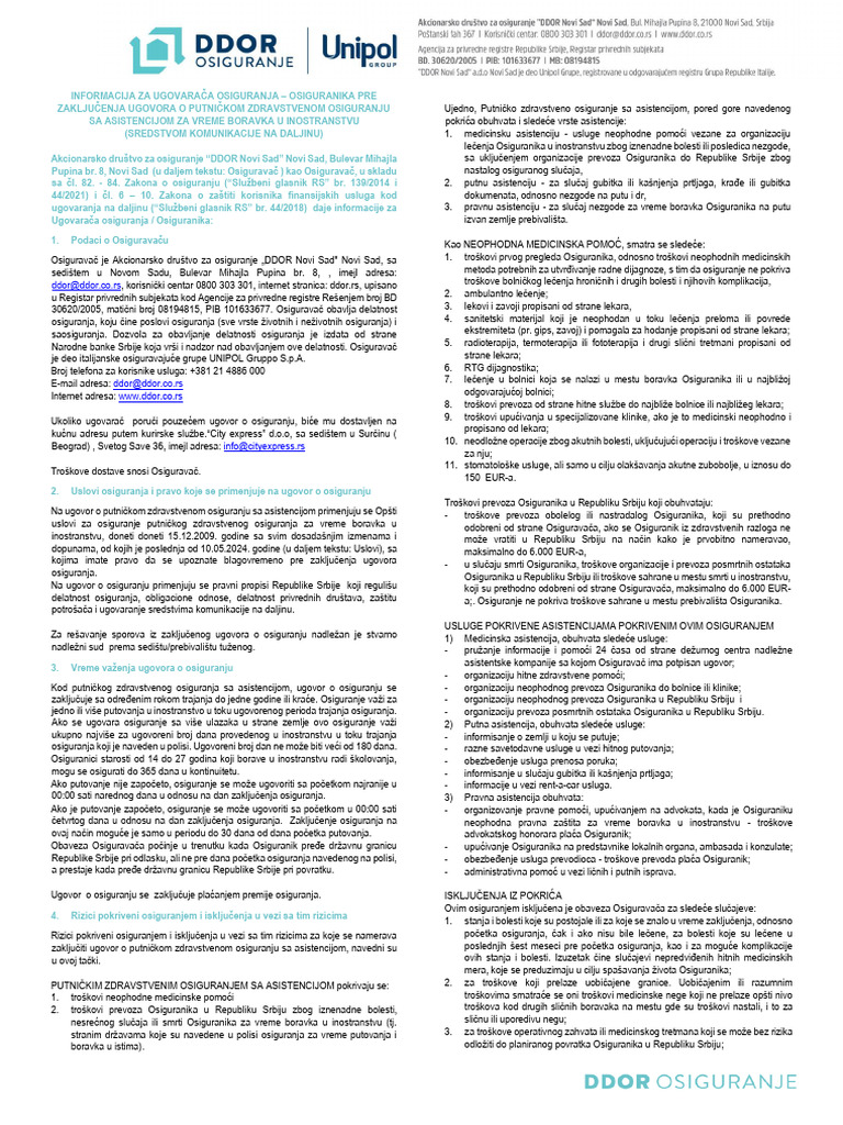 Ddor Informacije Uslovi | PDF