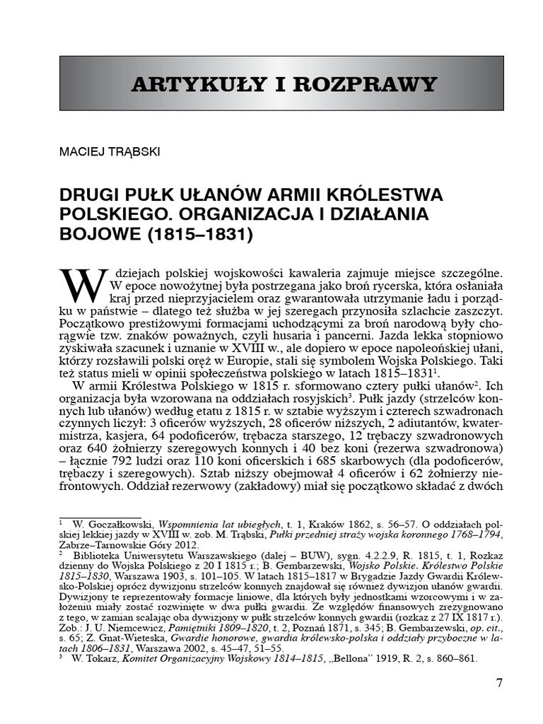 Drugi Pulk Ulanow Armii Krolestwa Polski | PDF