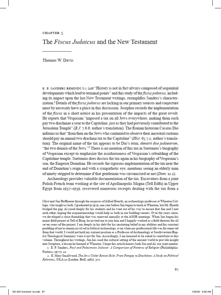 The Fiscus Judaicus and The New Testamen | PDF | Titus | Vespasian