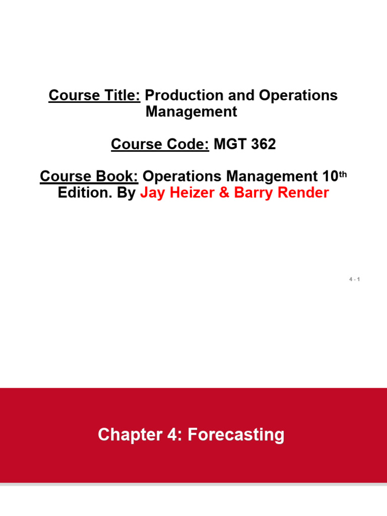 LECTURE 11 Heizer - Om10 - ch04 | PDF | Seasonality | Interpolation