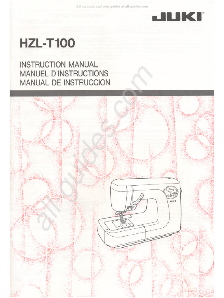 Juki HZL-T100 Sewing Machine Instruction Manual | PDF