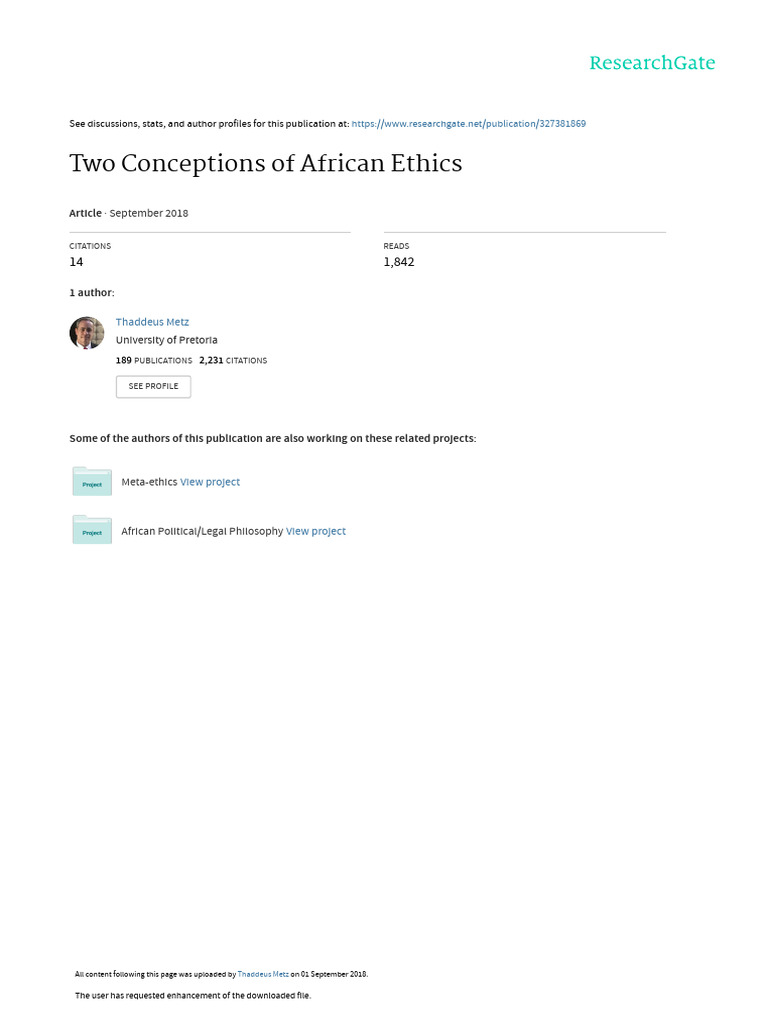 African Ethics Two Kinds | PDF | Utilitarianism | Morality