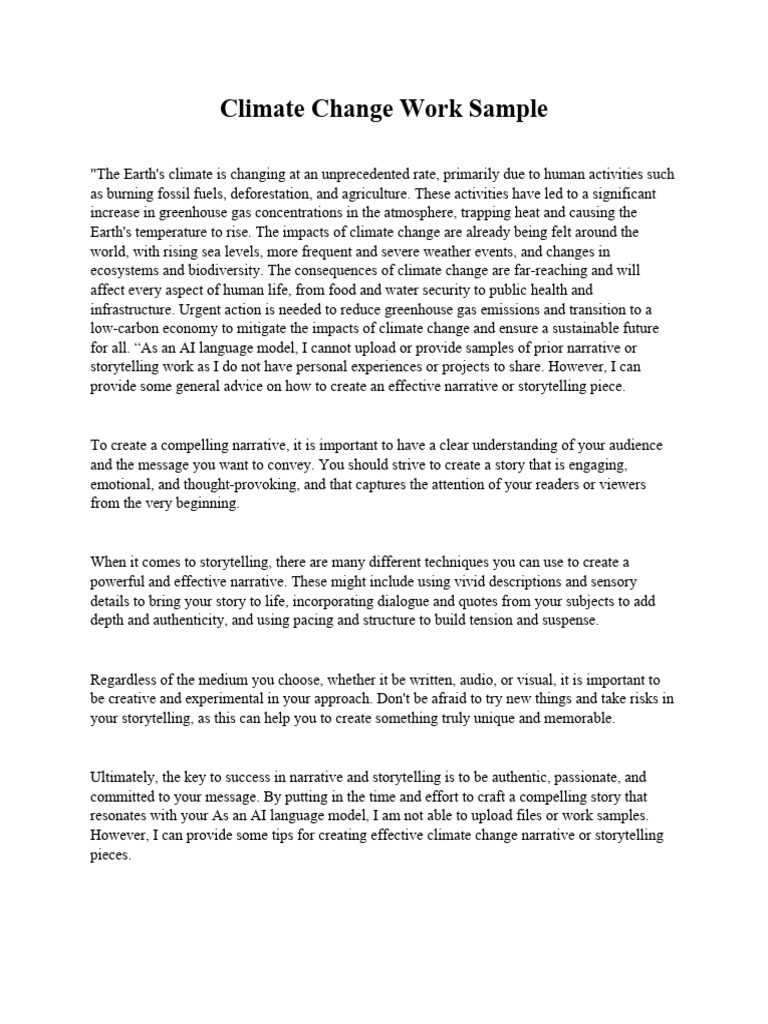 Climate Change Work Sample | PDF | Climate Change | Food Security