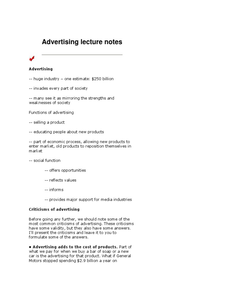 Advertising Lecture Notes Advertising Brand Free 30 Day Trial Scribd
