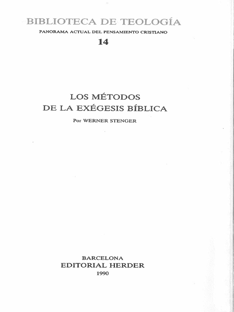 Los Metodos de La Exegesis Biblica (Werner Stenger) | PDF | María ...