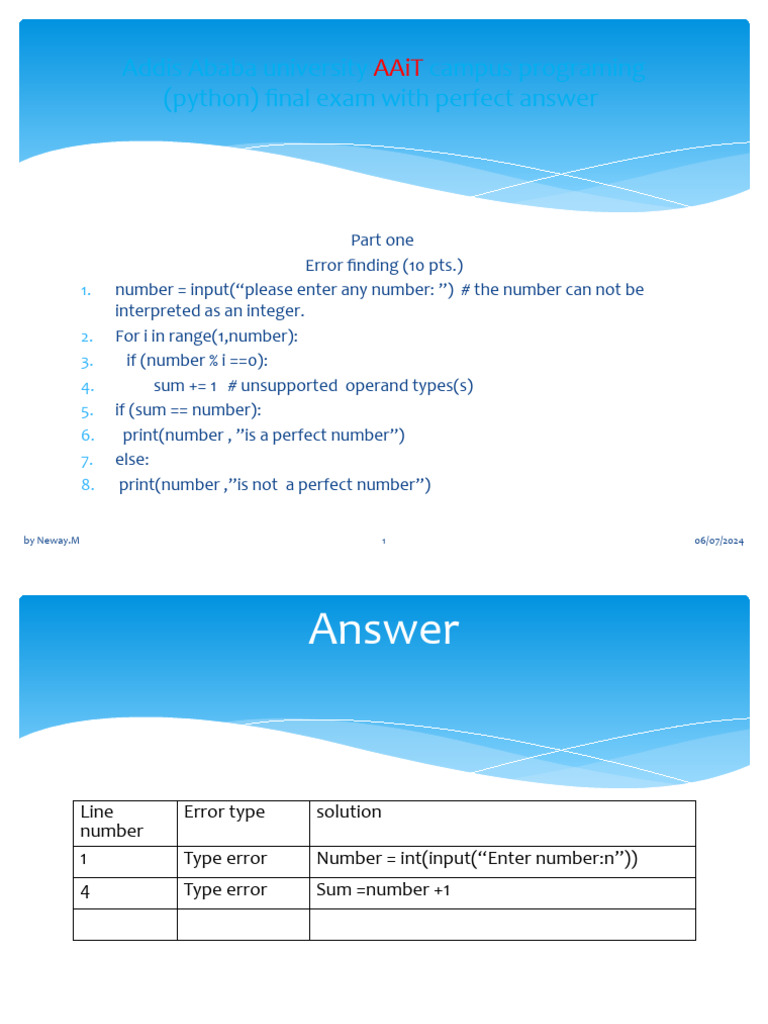 Python AAU Final Exam Answer | PDF | Computer Programming | Computer ...