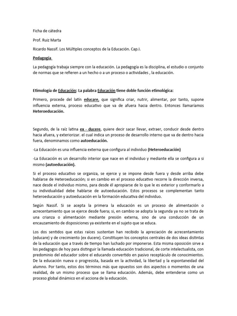 Etimología y Conceptos de Educación | PDF | Pedagogía | Educación en ...
