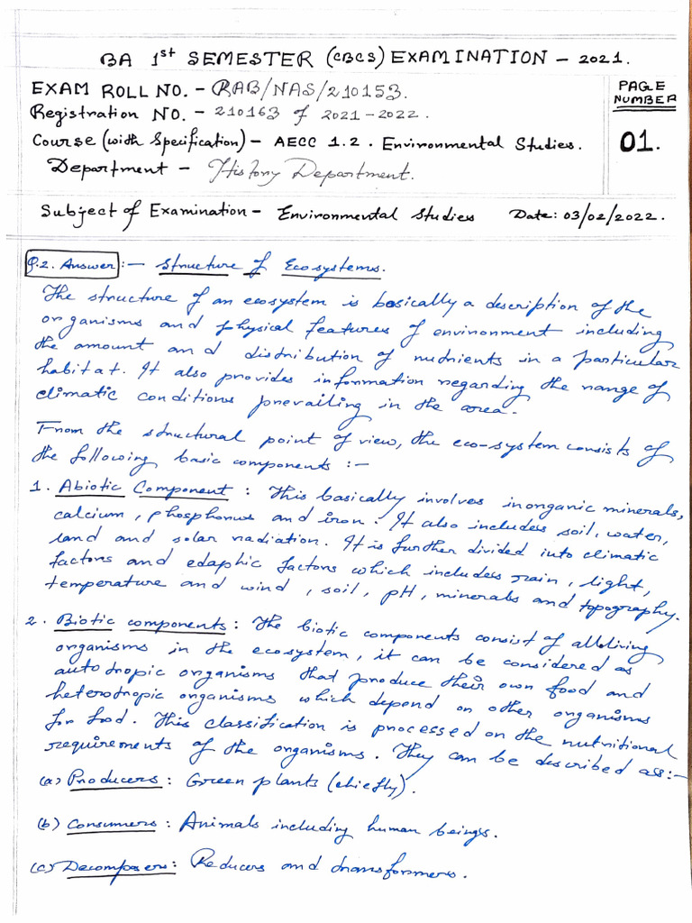 AECC 1.2 ENVC Q2. Answer | PDF