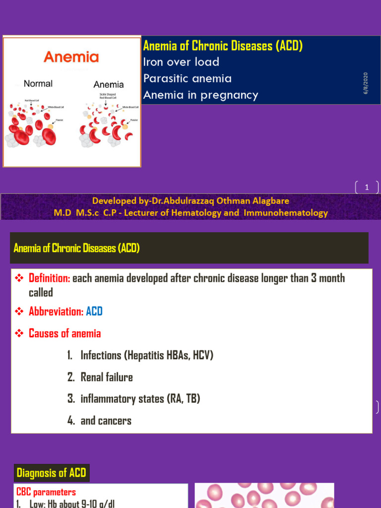 Anemia of Chronic Diseases (ACD) ,iron overload | PDF | Anemia | Causes ...