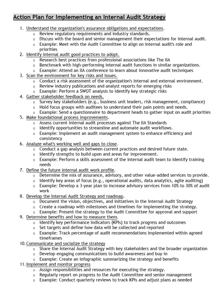 Action Plan For Implementing An Internal Audit Strategy 1715980042 ...