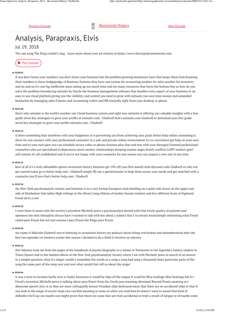 Elvis's Parapraxis Explored | PDF | Elvis Presley