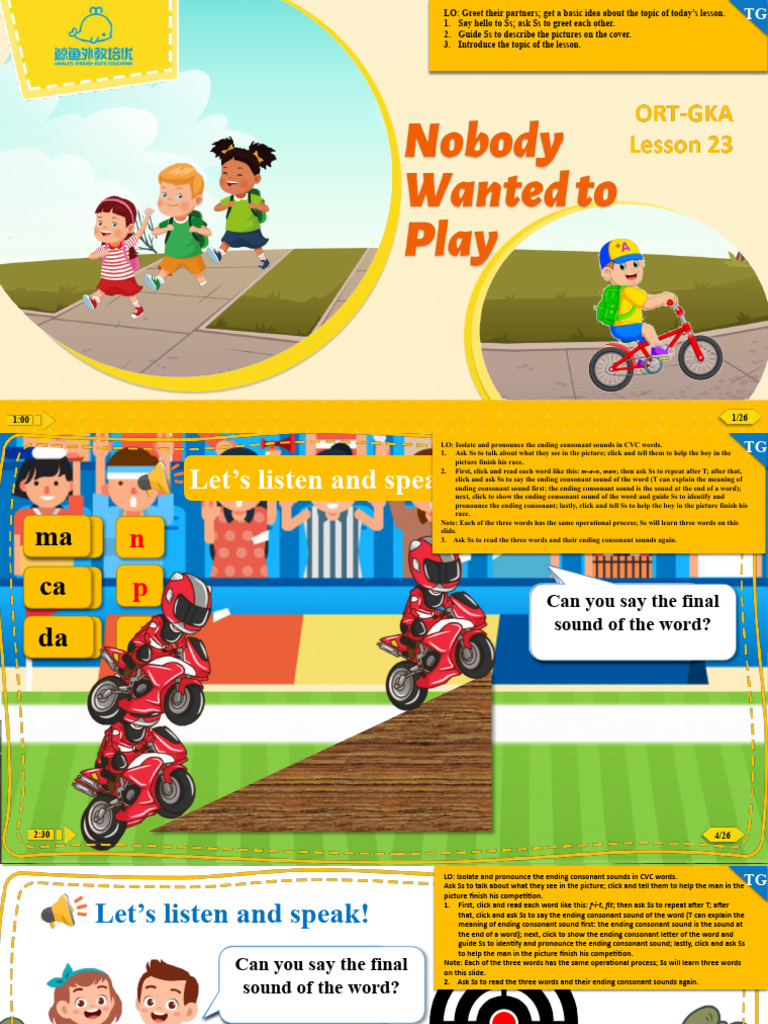 23.-OrT GKA L23 Nobody Wanted to Play | Download Free PDF | Reading Comprehension | Written ...