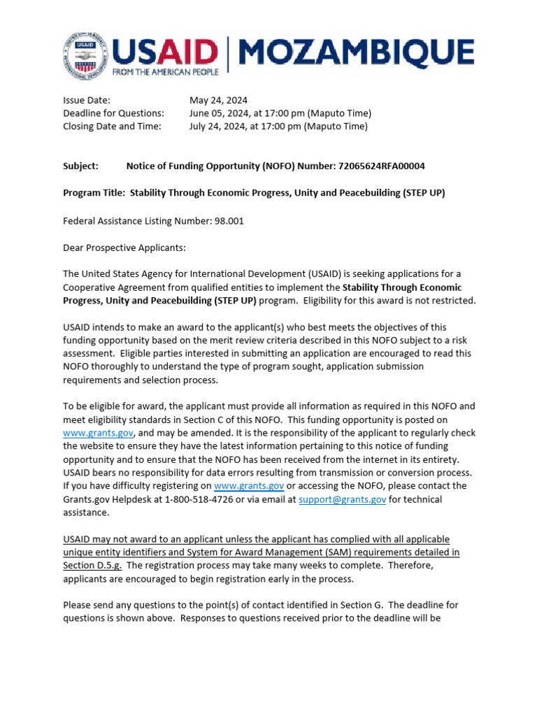 Nofo - Rfa - Step-Up | PDF | United States Agency For International ...