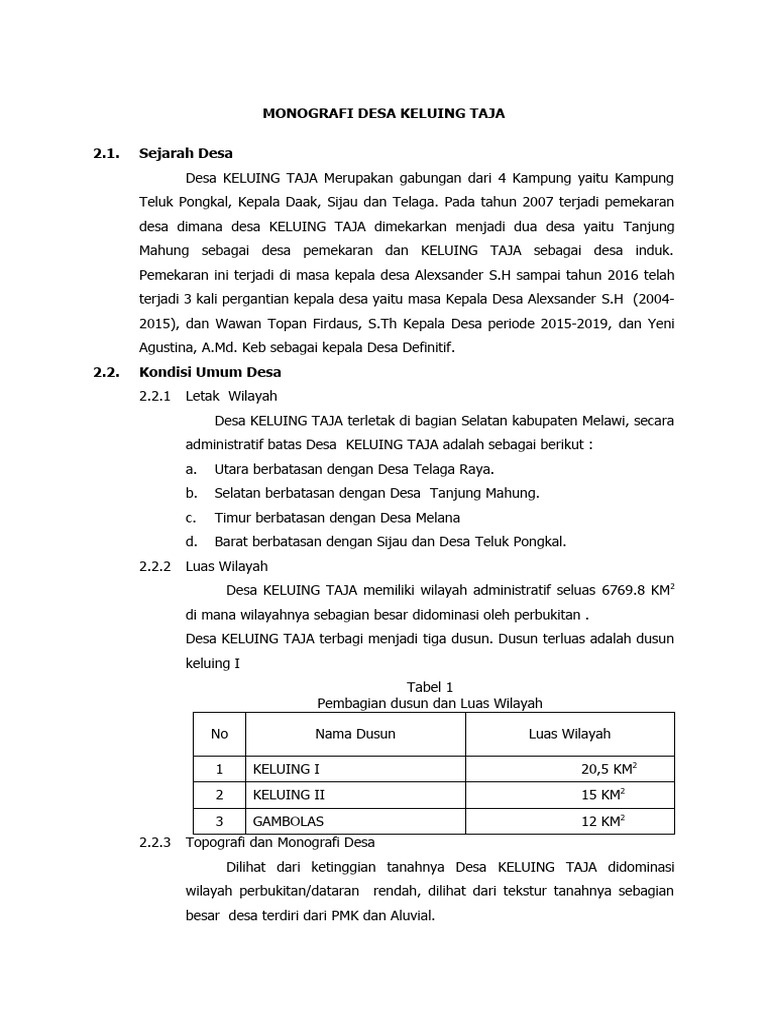 Contoh Profil Desa - 012418 | PDF