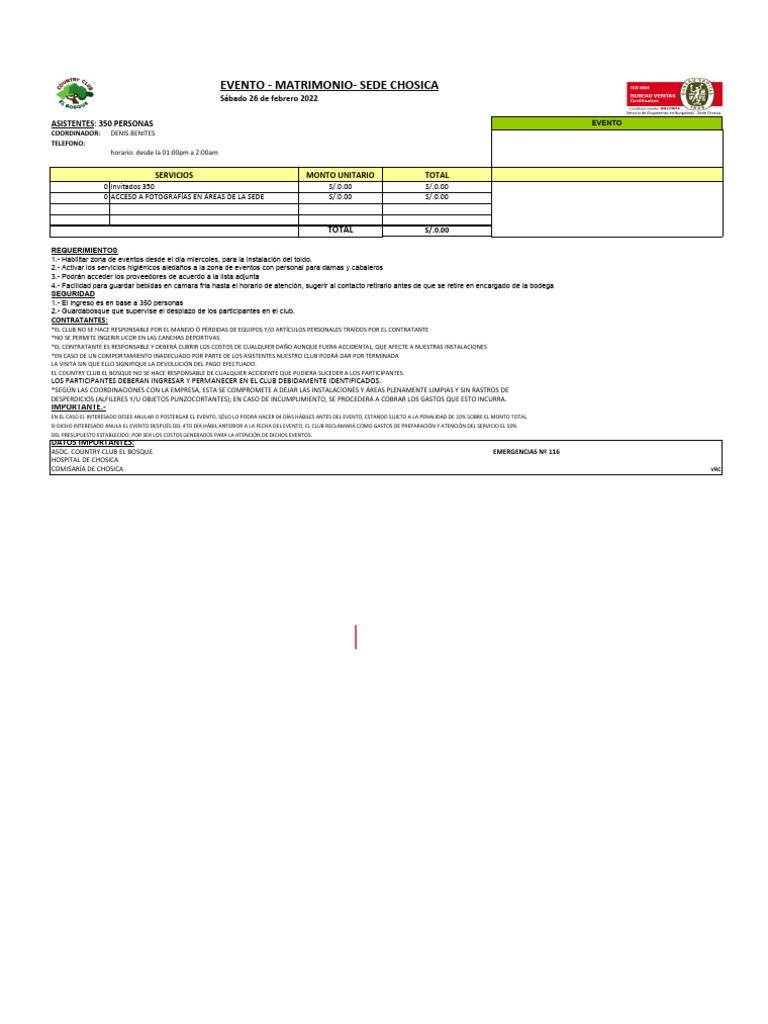 Formato de Eventos | PDF