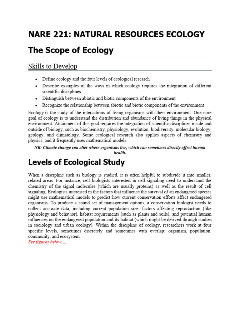 Scope of Ecology (1) | PDF | Ecology | Ecosystem