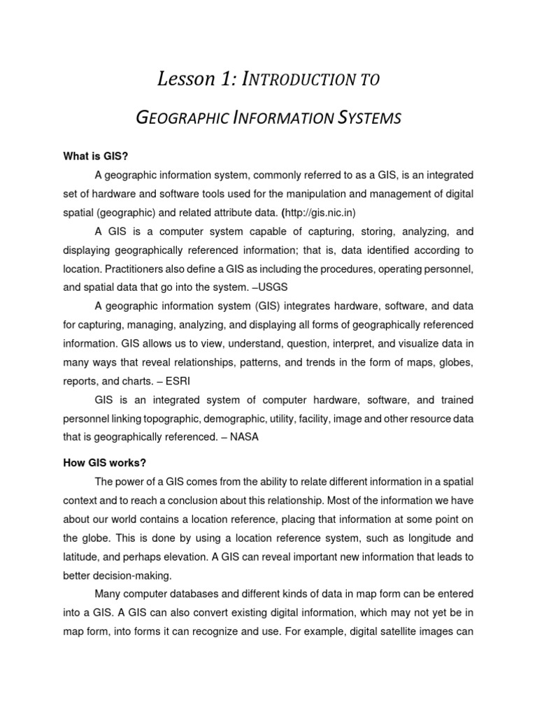 Lesson 1 Introduction to GIS | Download Free PDF | Geographic Information System | Spatial Analysis