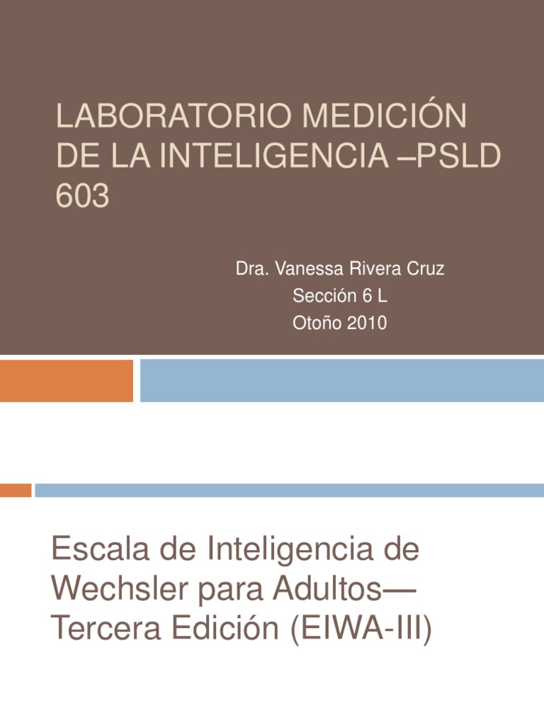 Protocolo EIWA-III para Evaluación Cognitiva | PDF | Cognición ...
