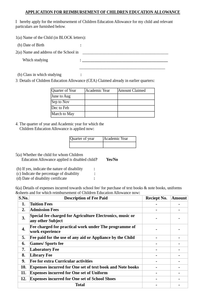 CEA Application Form | Download Free PDF | Payments
