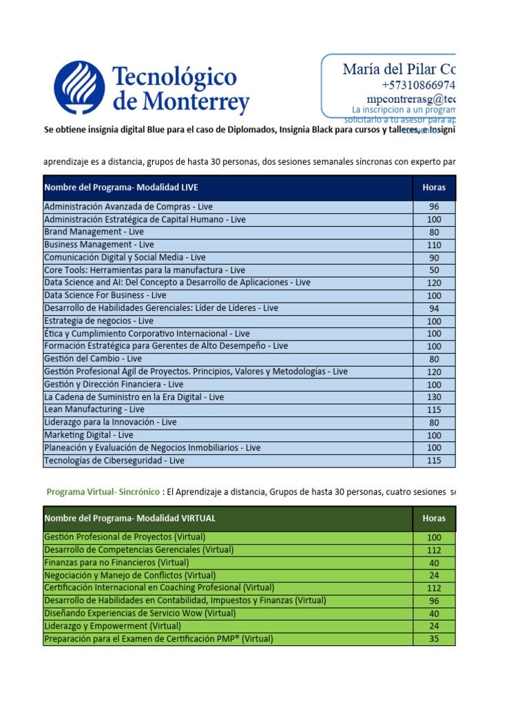 TEC de MONTERREY Programas Junio - Dic 2023 | PDF | Gestión estratégica | Marketing