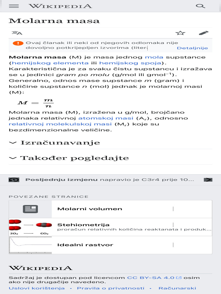 Molarna Masa - Wikipedia | PDF
