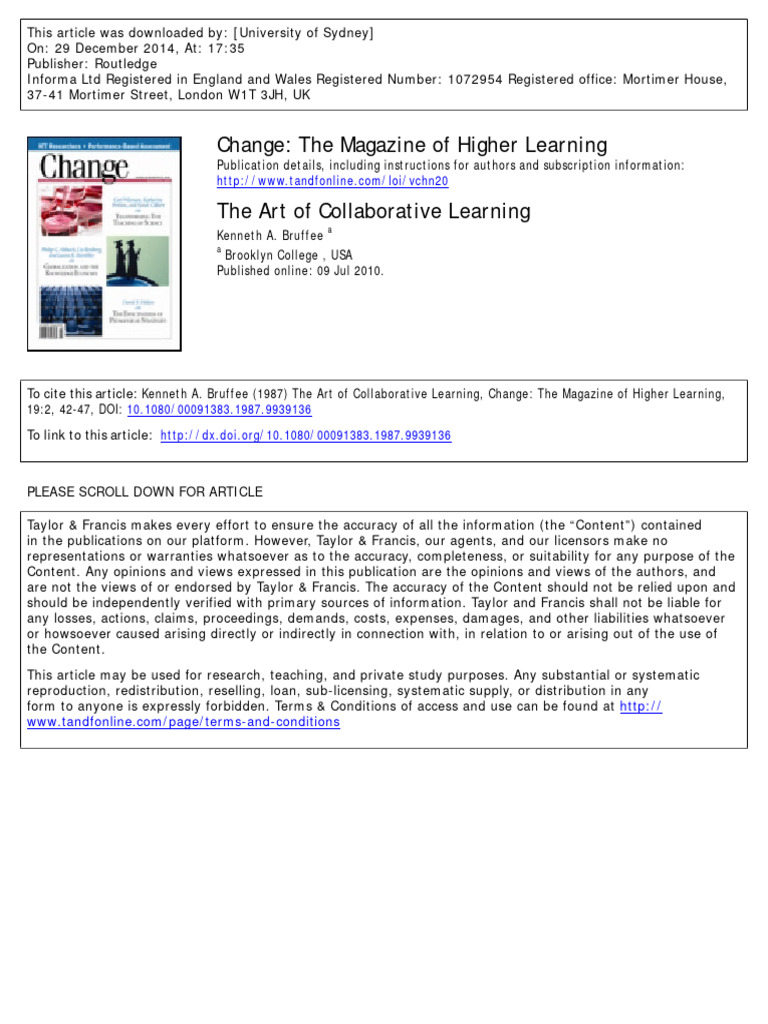 Bruffee 1987 | PDF | Learning | Teachers