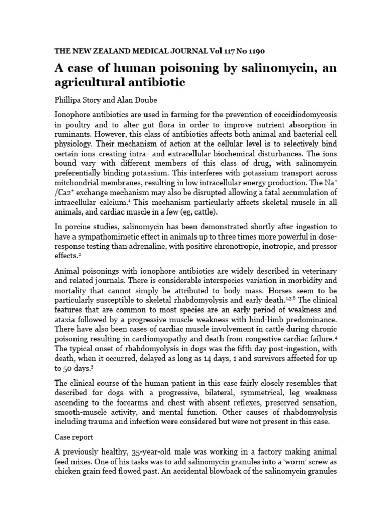 Human Salinomycin Poisoning Case Study | PDF | Medicine | Medical ...