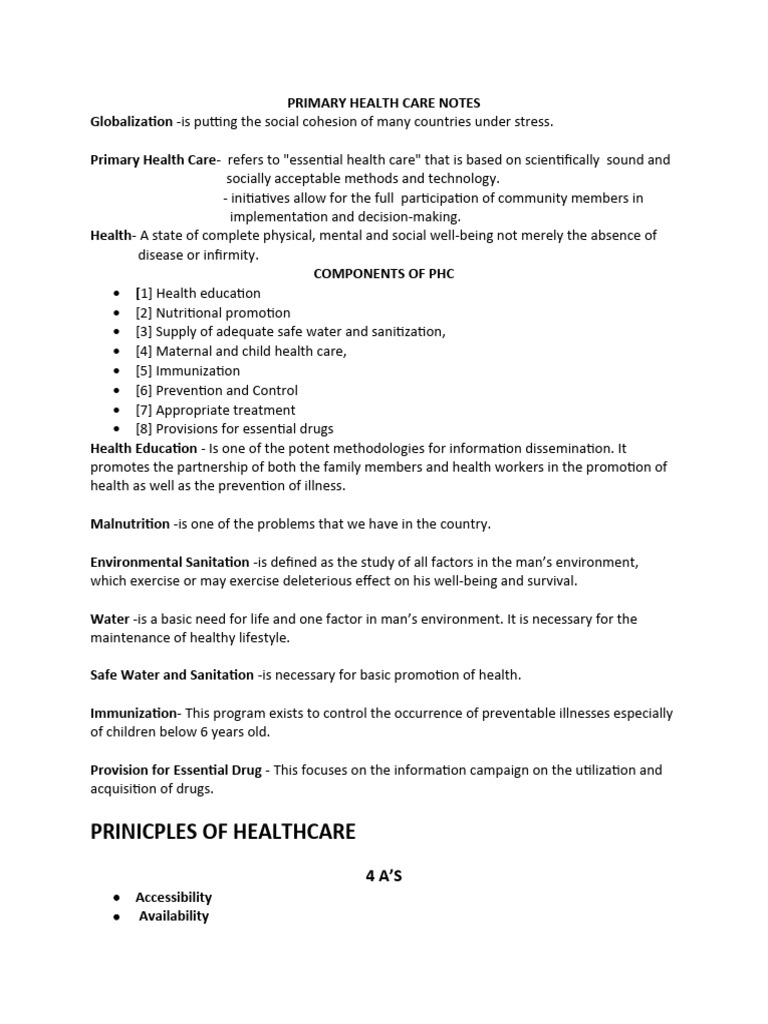 PRIMARY-HEALTH-CARE-NOTES | PDF | Health Care | Patient