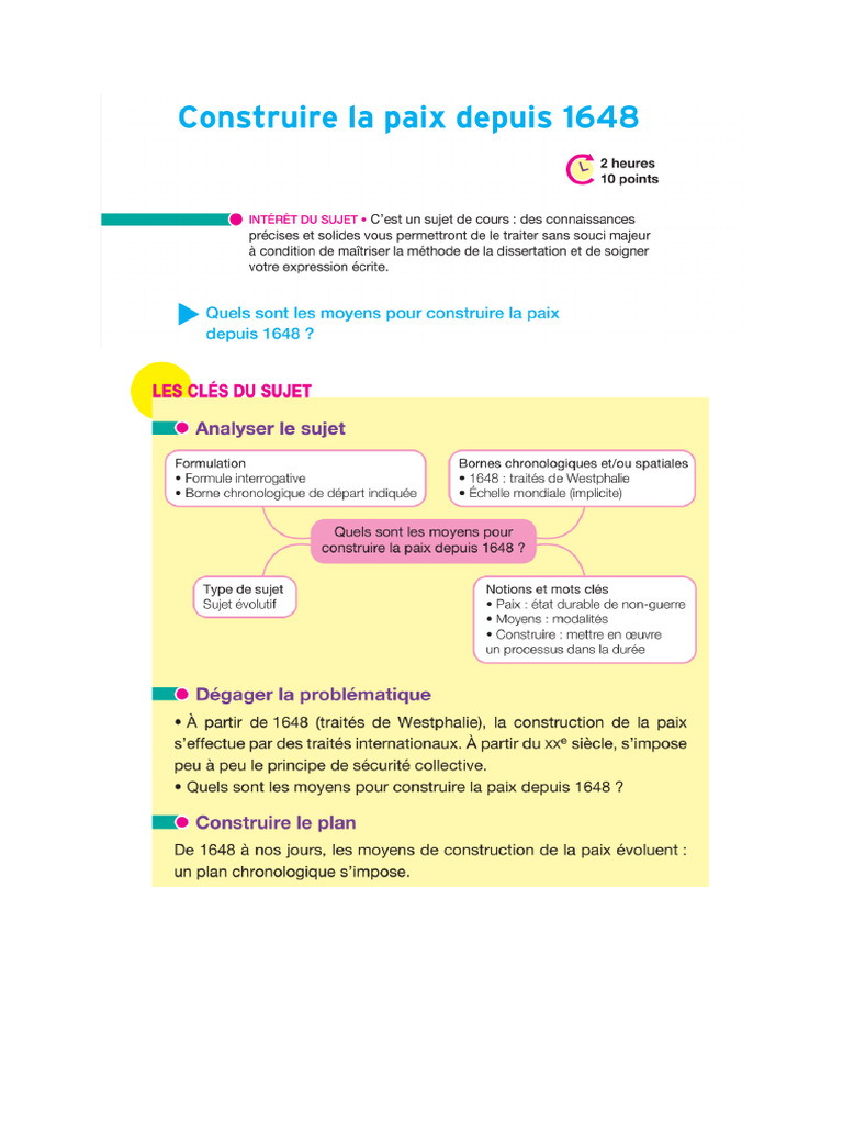 Quels sont les moyens pour construire la paix depuis 1648 | PDF