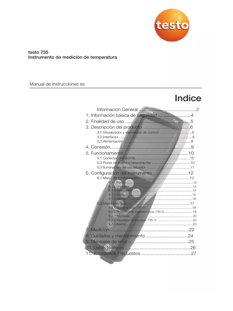 Manual Testo 735: Uso y Configuración | PDF | Informática