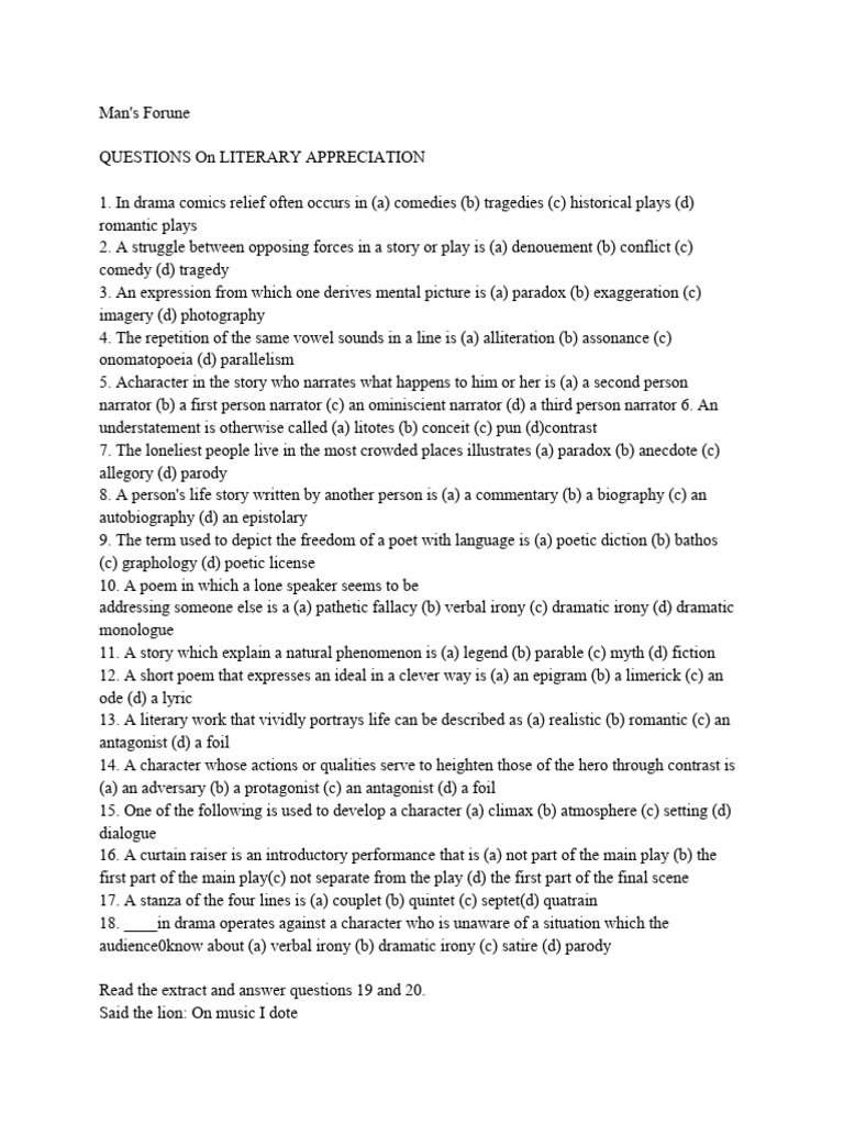 Literature Question | PDF | Poetry | Eucharist