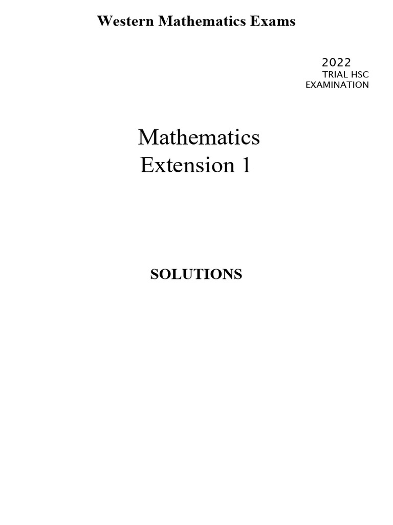 WME HSC Mathematics Extension 1 Solutions 2022 | PDF | Multiple Choice ...