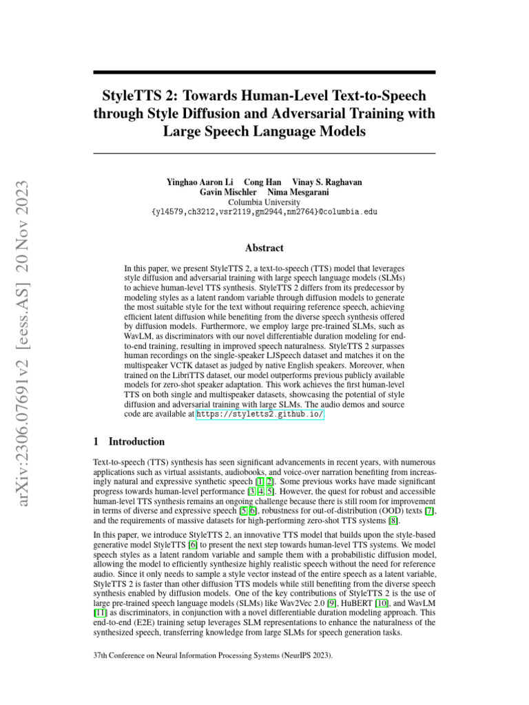 Style TTS2 | PDF | Speech Synthesis | Computer Science