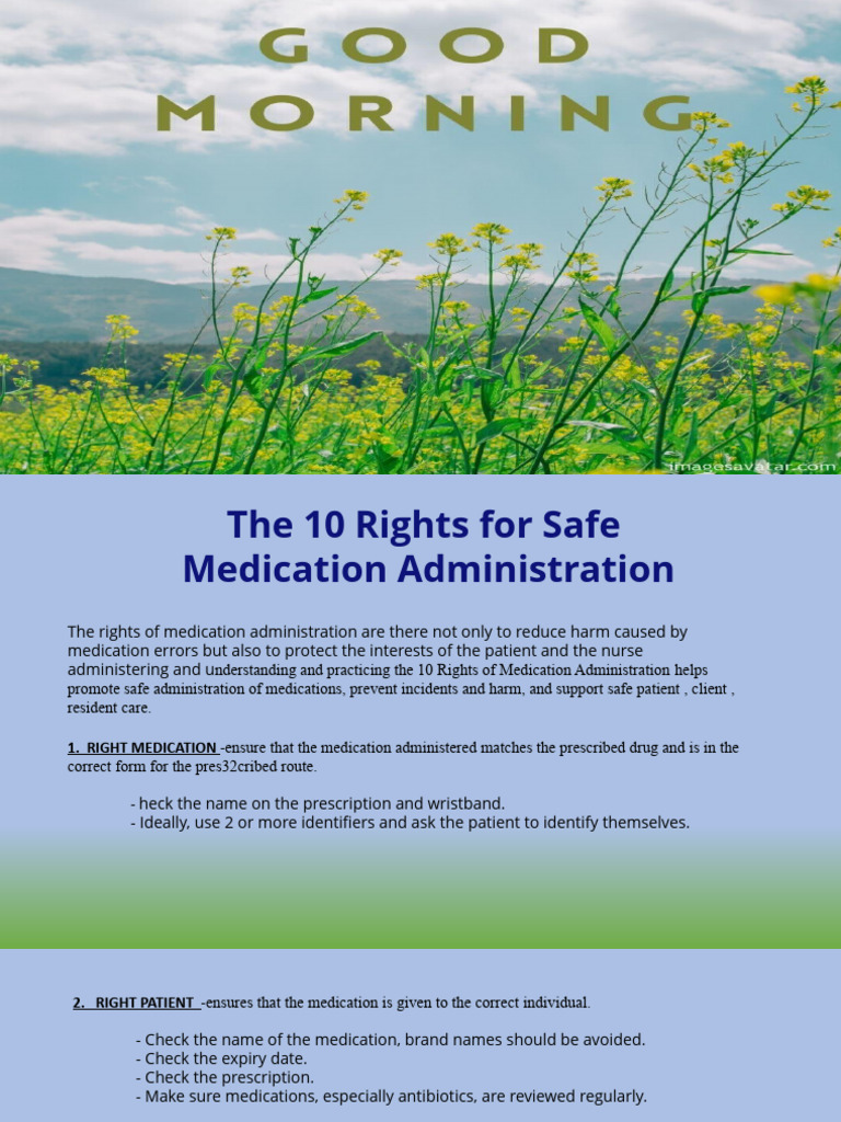 10 R's On Safe Medication | PDF | Chemistry | Dose (Biochemistry)