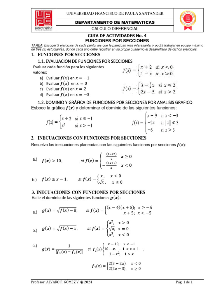 Ga t4 Funciones Por Secciones | PDF | Análisis matemático | Matemáticas