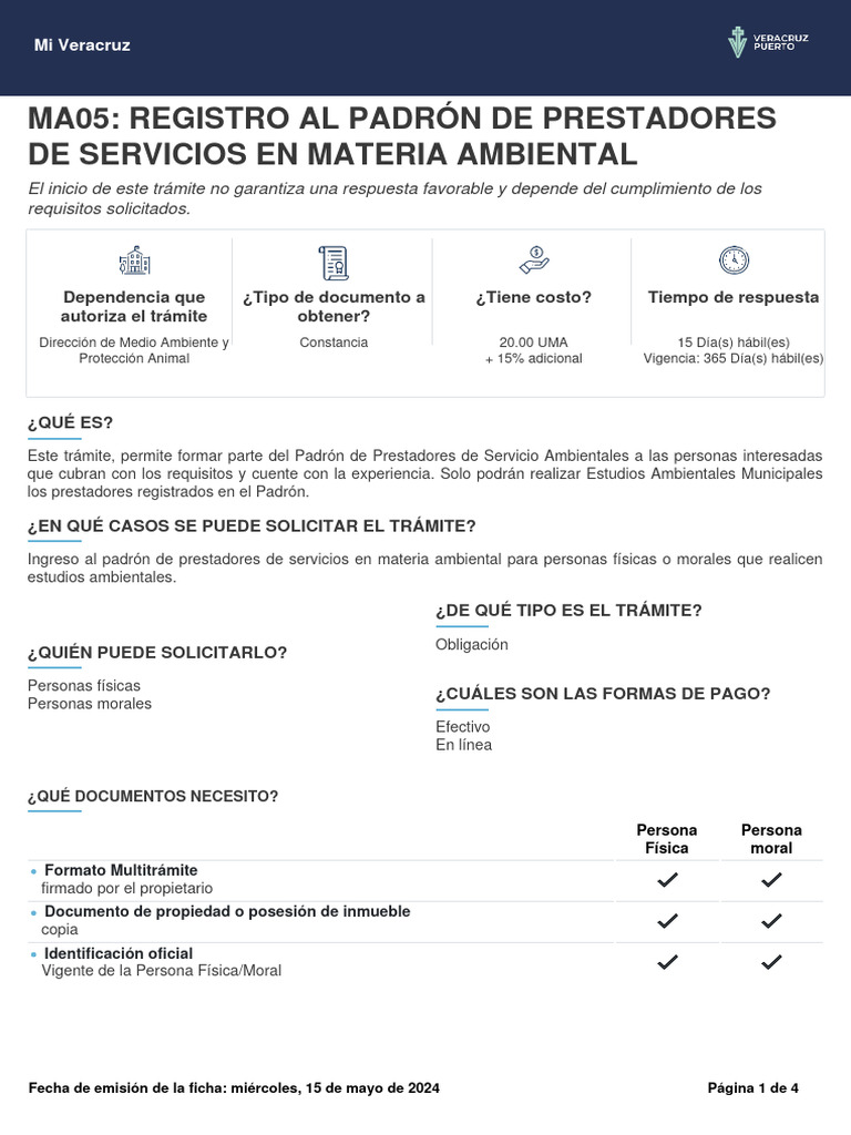 Registro Al Padrón de Prestadores de Servicios en Materia Ambiental | PDF
