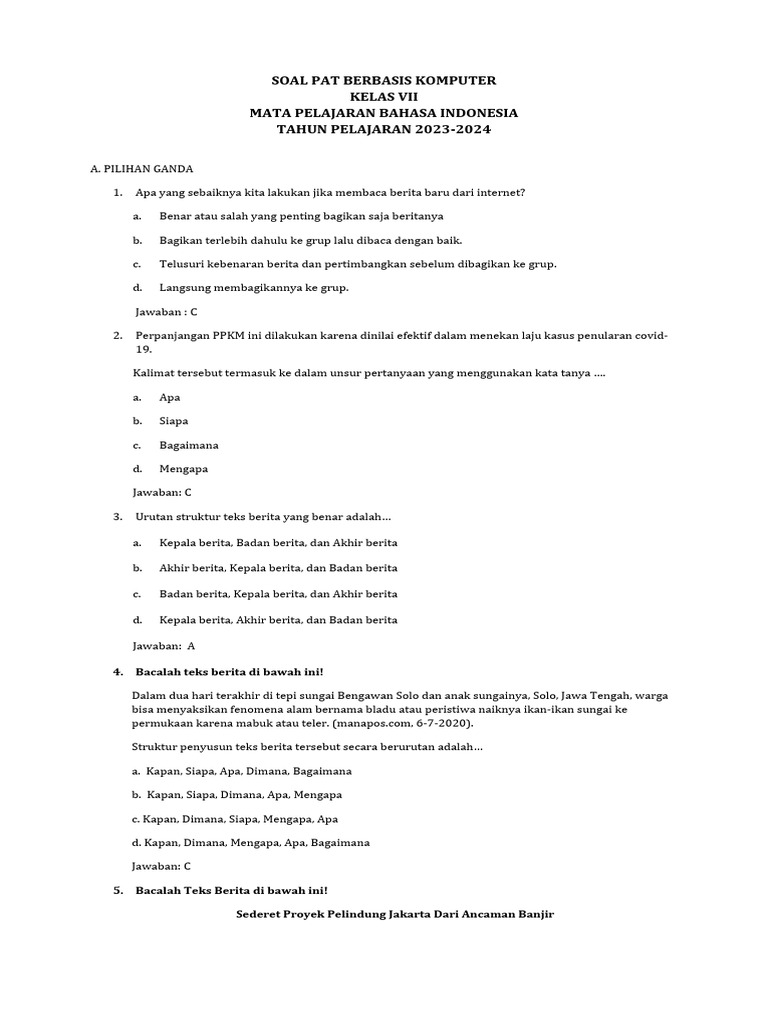 Soal Pat Vii 2024 | PDF