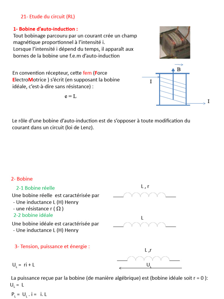 21-Circuit RL | PDF | Inducteur | Induction électromagnétique