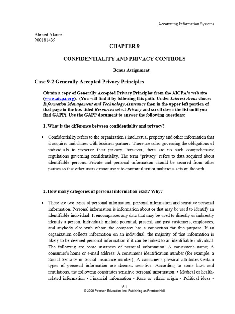 Chapter 9 Bonus Assignment | PDF | Privacy | Information Security