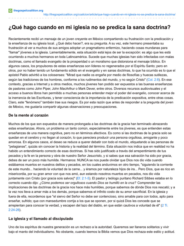 Qu Hago Cuando en Mi Iglesia No Se Predica La Sana Doctrina | PDF ...