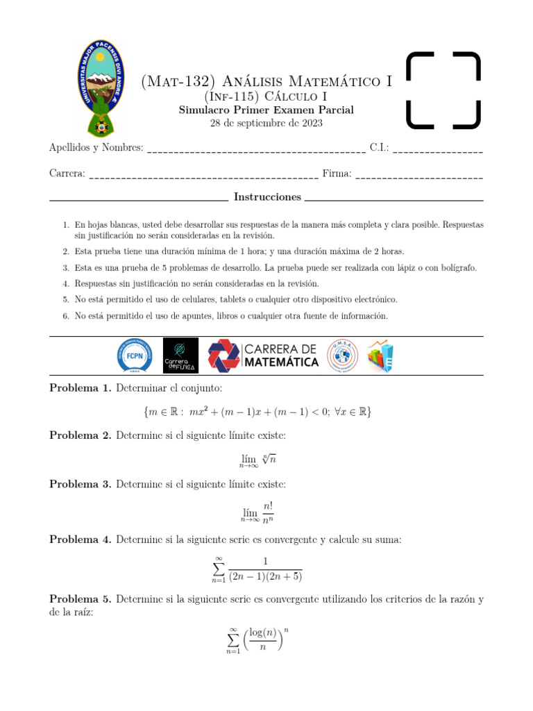 Simulacro Primer Examen Parcial AMI 2023 | PDF