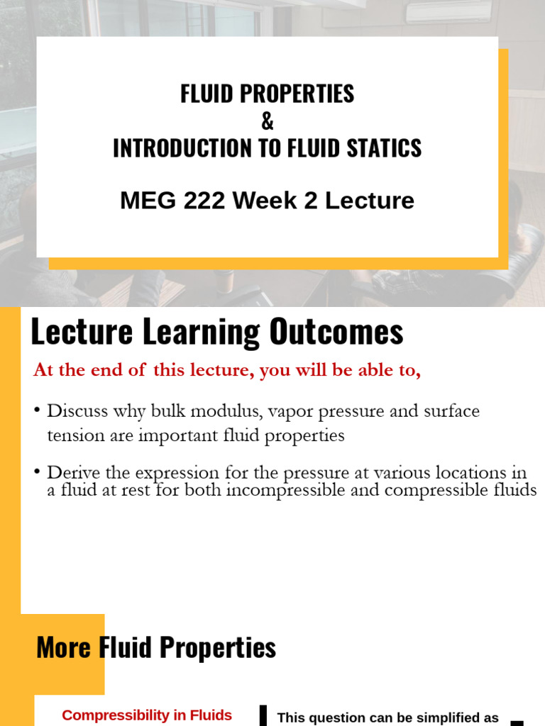MEG 222 Week 2 Lecture Students | PDF | Pressure | Surface Tension